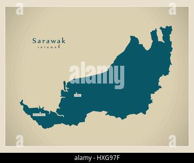 Map of Sarawak, a province of Malaysia Stock Vector Image & Art - Alamy