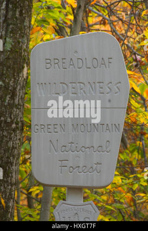 Wilderness boundary sign, Breadloaf Wilderness, Green Mountain National ...
