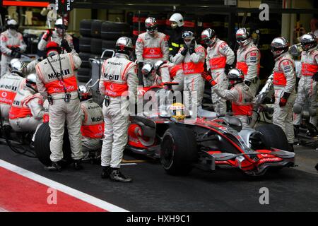McLaren Mercedes' Lewis Hamilton in the team garage during the final ...