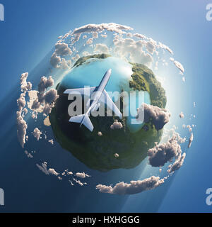 Airplane flying over the Earth Stock Photo - Alamy