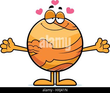 A cartoon illustration of the planet Venus ready to give a hug Stock ...
