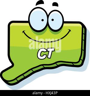 A cartoon illustration of the state of Connecticut smiling with rainbow ...