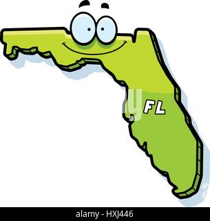 A cartoon illustration of the state of Florida smiling with rainbow ...