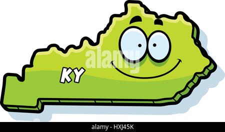 A cartoon illustration of the state of Kentucky smiling with rainbow ...