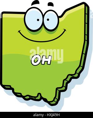 A cartoon illustration of the state of Ohio smiling with rainbow flag ...