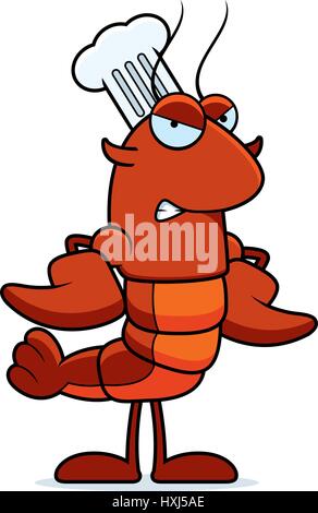 A cartoon illustration of a crawfish chef looking scared Stock Vector ...