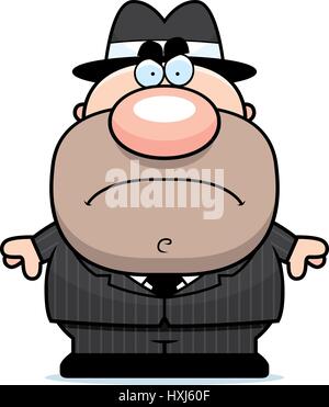 A vector cartoon illustration of an angry gangster boy with outline ...
