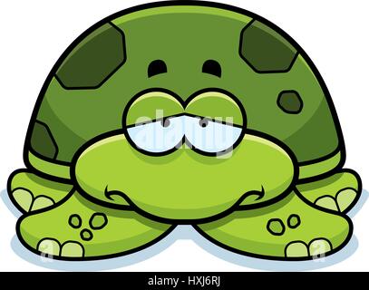 A cartoon illustration of a little turtle with a sad expression Stock ...