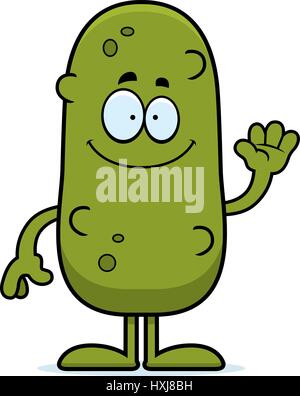 Pickle Waving- A Cartoon Illustration of a Pickle Waving Stock Vector ...