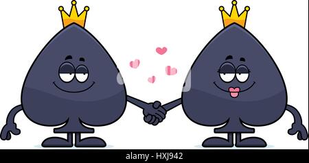 A cartoon illustration of the king and queen of spades holding hands ...