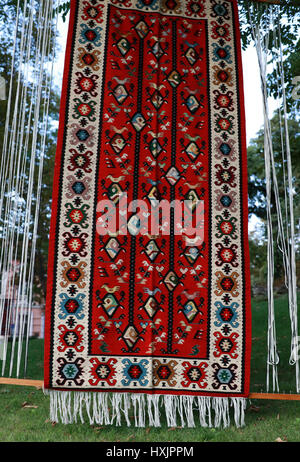 Hand-woven carpet with ethnic and folk pattern Stock Photo - Alamy
