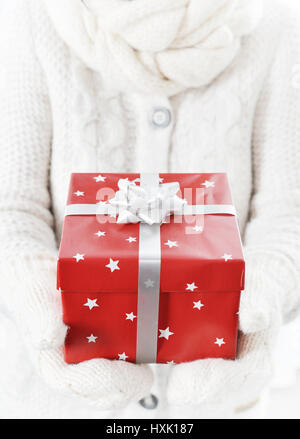 Handcrafted gift box wrapped in Craft paper with red wooden heart, rope ...