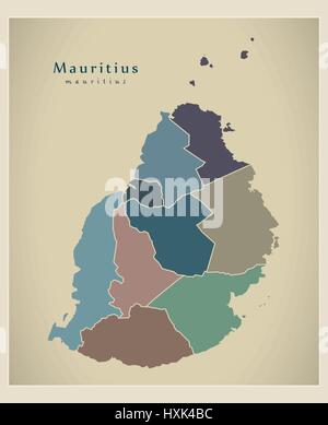 Modern Map - Mauritius with districts MU Stock Vector Image & Art - Alamy
