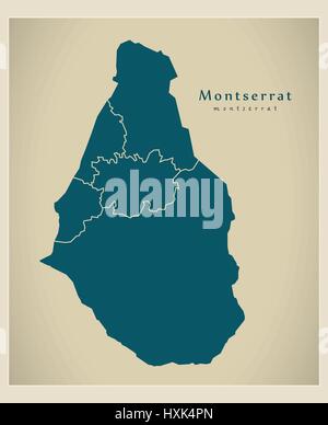 Map of Montserrat with regions. Just a simple country border map with ...