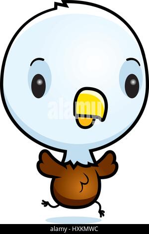 A cartoon illustration of a baby bald eagle with a blank sign Stock ...
