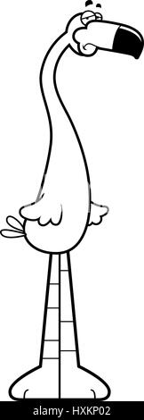 A cartoon illustration of a flamingo with a sad expression Stock Vector ...