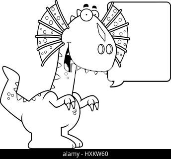 A cartoon illustration of a Dilophosaurus dinosaur talking Stock Vector ...
