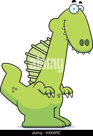 A cartoon illustration of a Spinosaurus dinosaur smiling Stock Vector ...