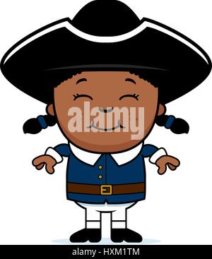 A cartoon illustration of a colonial child standing and smiling Stock ...