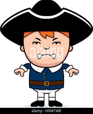 A cartoon illustration of a colonial boy with an angry expression Stock ...