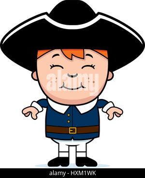 A cartoon illustration of a colonial boy standing and smiling Stock ...