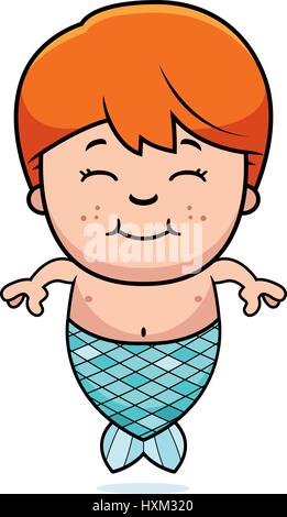 A cartoon illustration of a merman boy standing and smiling Stock ...