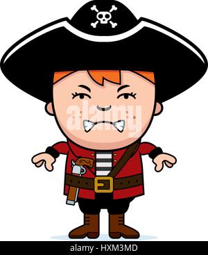 A cartoon illustration of a boy pirate with an angry expression Stock ...