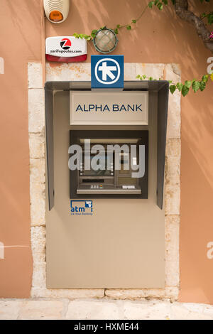 Alpha Bank ATM cashpoint machine sign, Crete, Greece Stock Photo - Alamy
