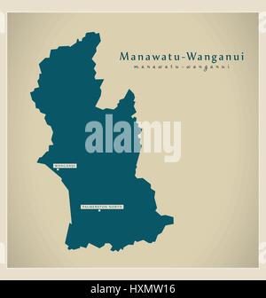 Map of New Zealand with the provinces, Manawatu-Wanganui is highlighted ...
