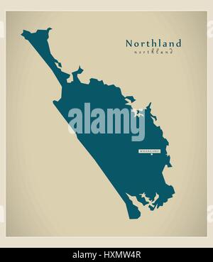 Map of New Zealand with the provinces, Northland is highlighted Stock ...