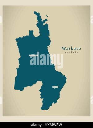 Map of New Zealand with the provinces, Waikato is highlighted by orange ...