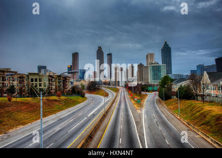 Gorgeous Atlanta skyline over jackson street bridge Stock Photo - Alamy