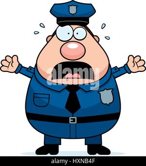 Cartoon police scared, vector illustration. Colored and black outlines ...