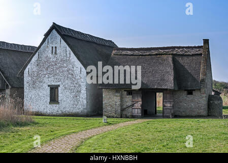Reconstructed 15th century fishermen cottages of medieval fishing ...