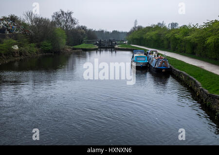 Wigan flight of 14 locks Stock Photo - Alamy