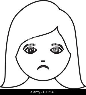 Sad girl with its outline and silhouette illustration Stock Vector ...