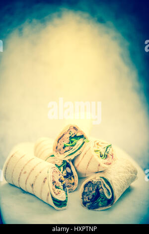 healthy brunch idea, tortilla wraps, top view Stock Photo - Alamy