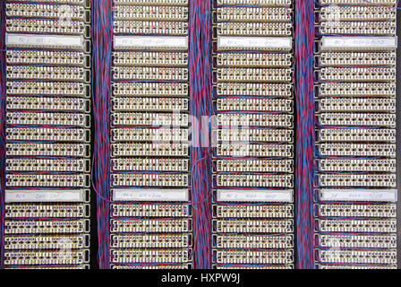 Telecommunication main distribution frame with cables, closeup Stock ...