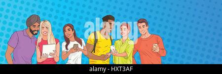 People communicate over internet using computer. Vector illustration Stock Vector Image & Art ...