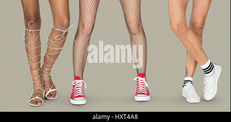 Human Legs Shoes Sneakers Team Togetherness Studio Stock Photo - Alamy