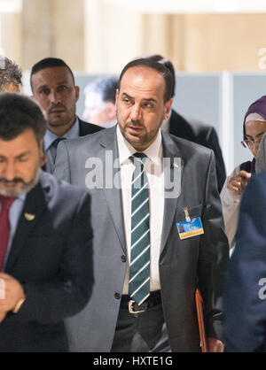 Geneva, Switzerland. 30th Mar, 2017. Syria's opposition delegation ...
