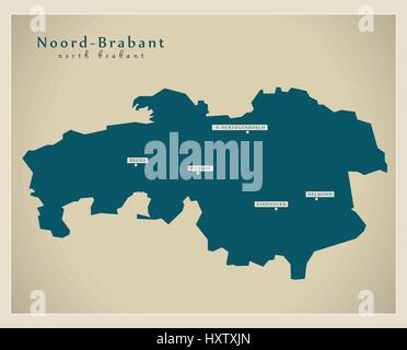 map of North Brabant region of Netherlands and location on Dutch map ...