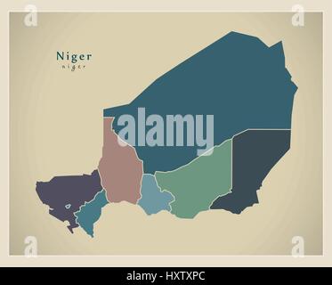 Niger political map of administrative divisions - regions and capital ...