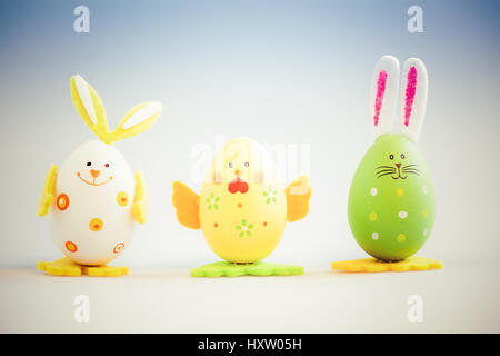 bunny and chicken shaped easter eggs Stock Photo - Alamy