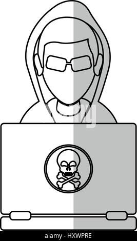 hacker man cartoon icon over white background. vector illustration ...