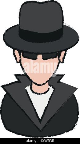 hacker man cartoon icon over white background. vector illustration ...