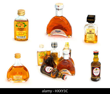 Collage with bottles of whiskey on white background. Banner design ...