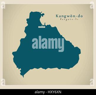 Map of North Korea with the provinces, Kangwon is highlighted Stock ...