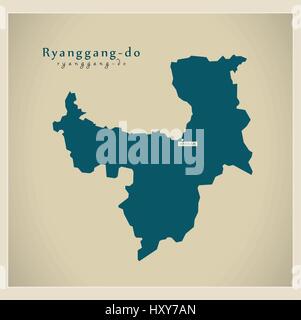 Map of North Korea with the provinces, Ryanggang is highlighted Stock ...