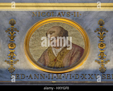 The icon on the dome with the image of Pope Damasus II, basilica of ...